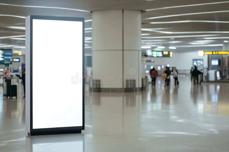 Vertical Blank Display Screen in Modern Airport Stock Image - Image of ...