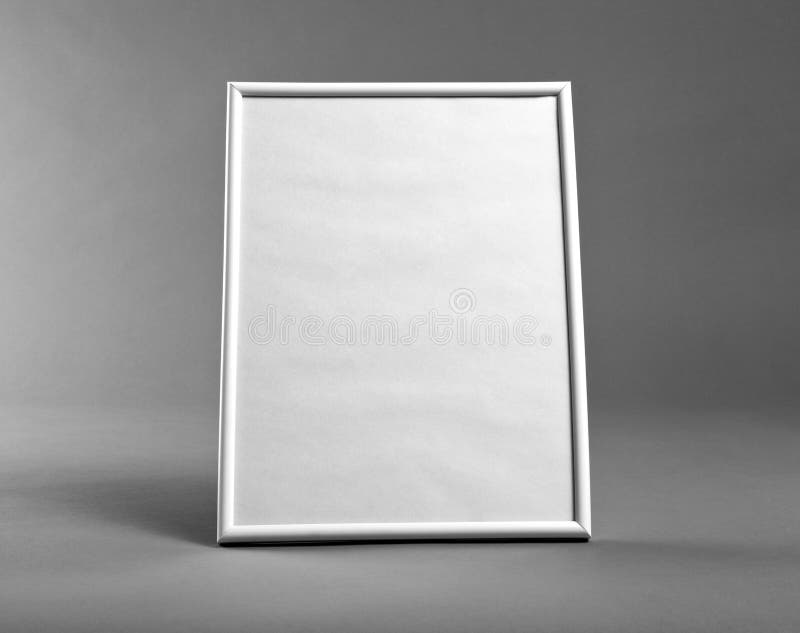 White Vertical Frame for Paintings or Photographs on Gray Background ...