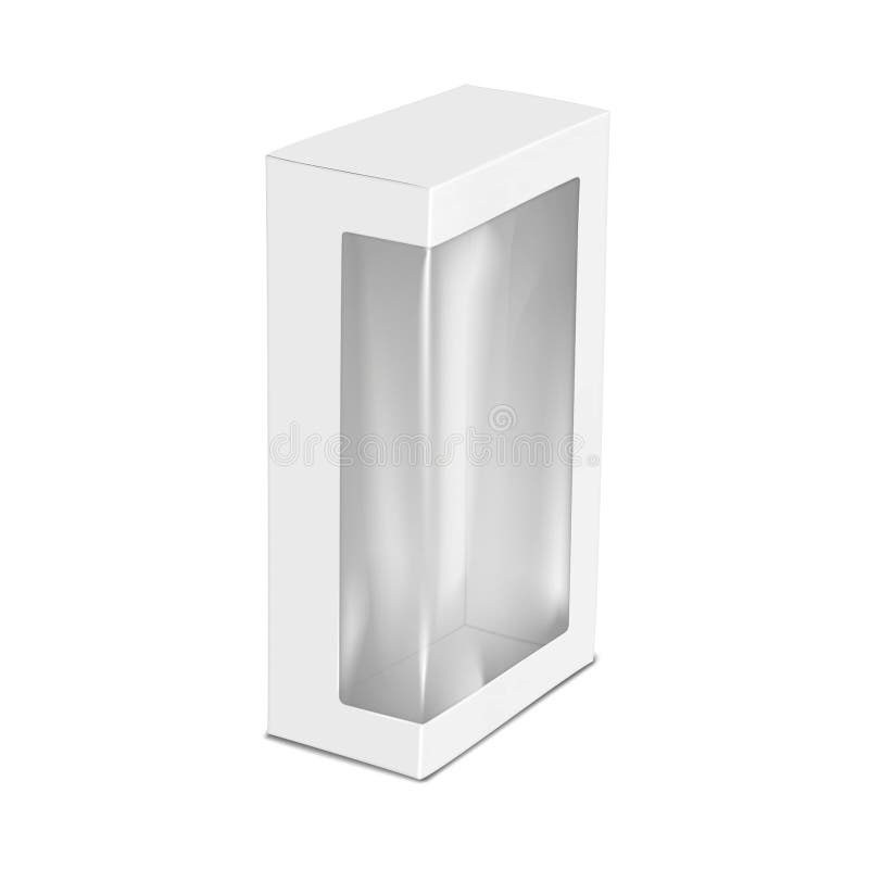 White Vertical Paper Box with Clear Plastic Window To Display Product ...