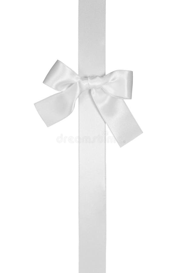 White Vertical Ribbon with Bow Stock Image - Image of silk, shopping ...