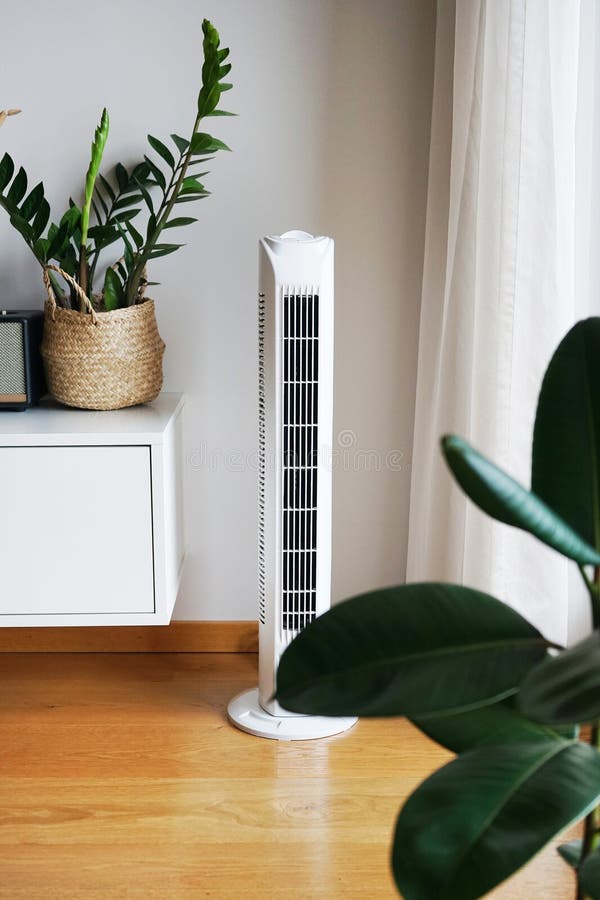White Tower Fan in a Modern Interior Stock Image - Image of white ...