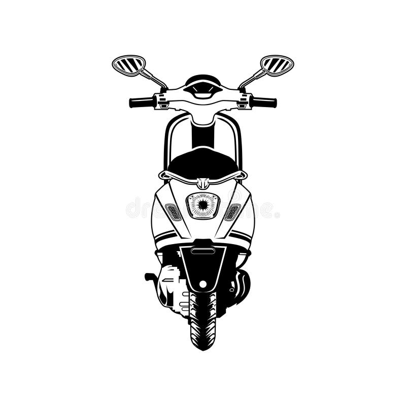 White Vespa Automatic Rear View Black and White Vector Illustration ...