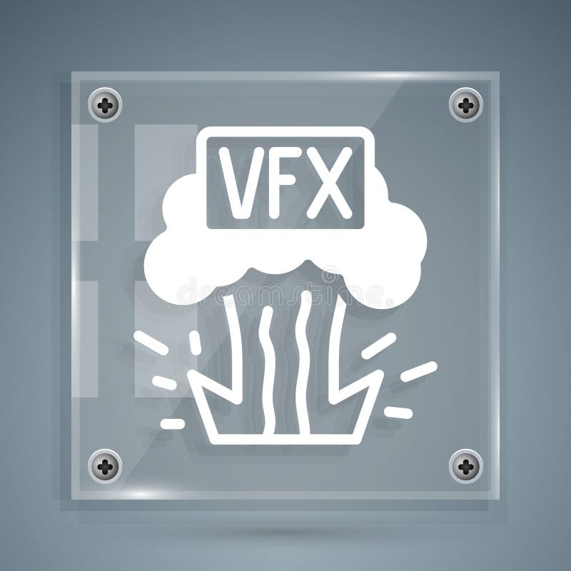 White VFX Icon Isolated on Grey Background. Square Glass Panels Stock ...