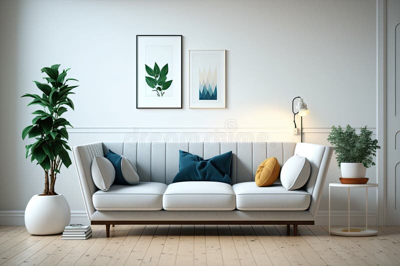 Minimal White Victorian Living Room Couch - Generative AI Stock ...