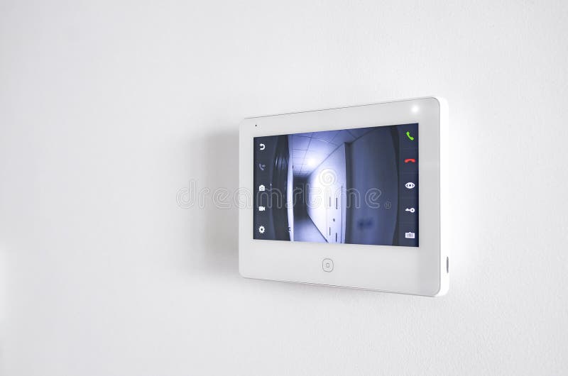 A White Video Intercom Screen on a White Apartment Wall Stock Image ...