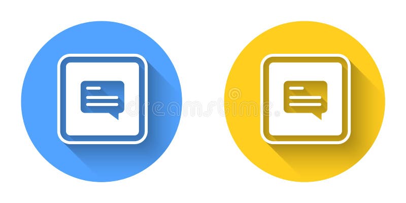 White Video with Subtitles Icon Isolated with Long Shadow Background ...