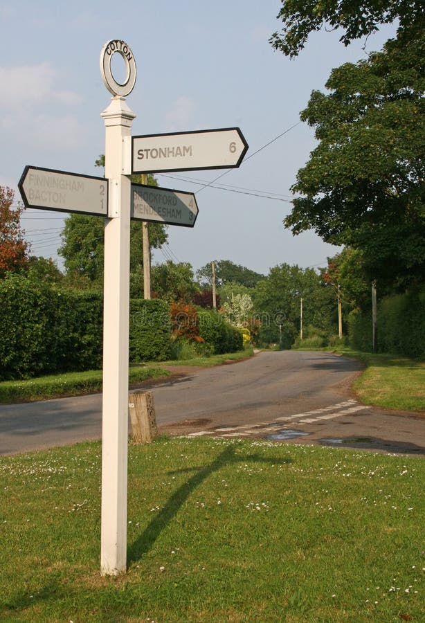 White village Sign Post stock image. Image of kilometer - 32313353