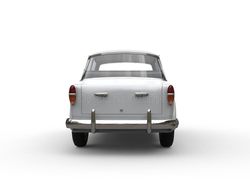 White Vintage Small Compact Car - Back View Stock Illustration ...