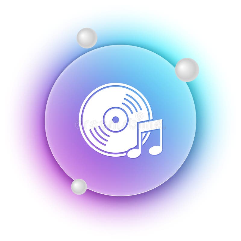 White Vinyl Disk Icon Isolated on White Background. Blue and Purple Gradient Circle Background ...