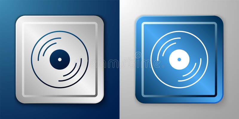 White Vinyl Disk Icon Isolated on Blue and Grey Background. Silver and ...