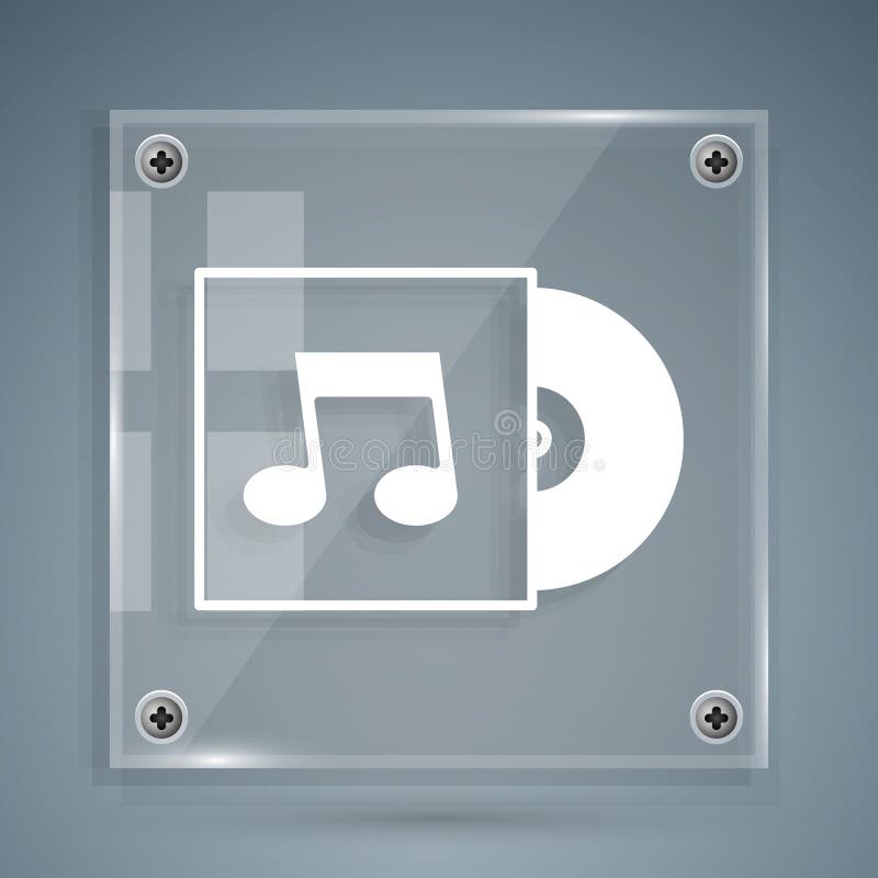 White Vinyl Disk Icon Isolated on Grey Background. Square Glass Panels ...