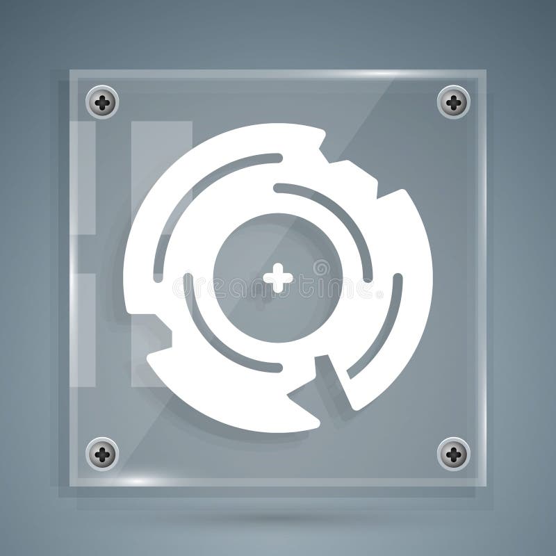 White Vinyl Disk Icon Isolated on Grey Background. Square Glass Panels ...