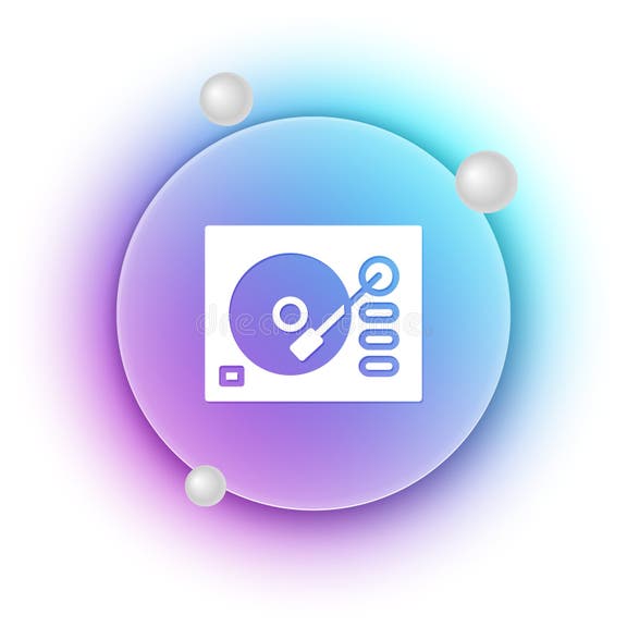 White Vinyl Player with a Vinyl Disk Icon Isolated on White Background. Blue and Purple Gradient ...