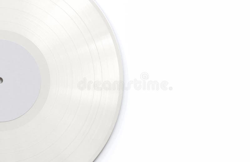 White Vinyl Record with a Empty Label on a White Surface. Minimalist ...