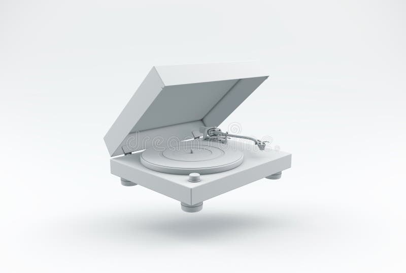 White Vinyl Record Player on a Studio Background. Stock Illustration ...