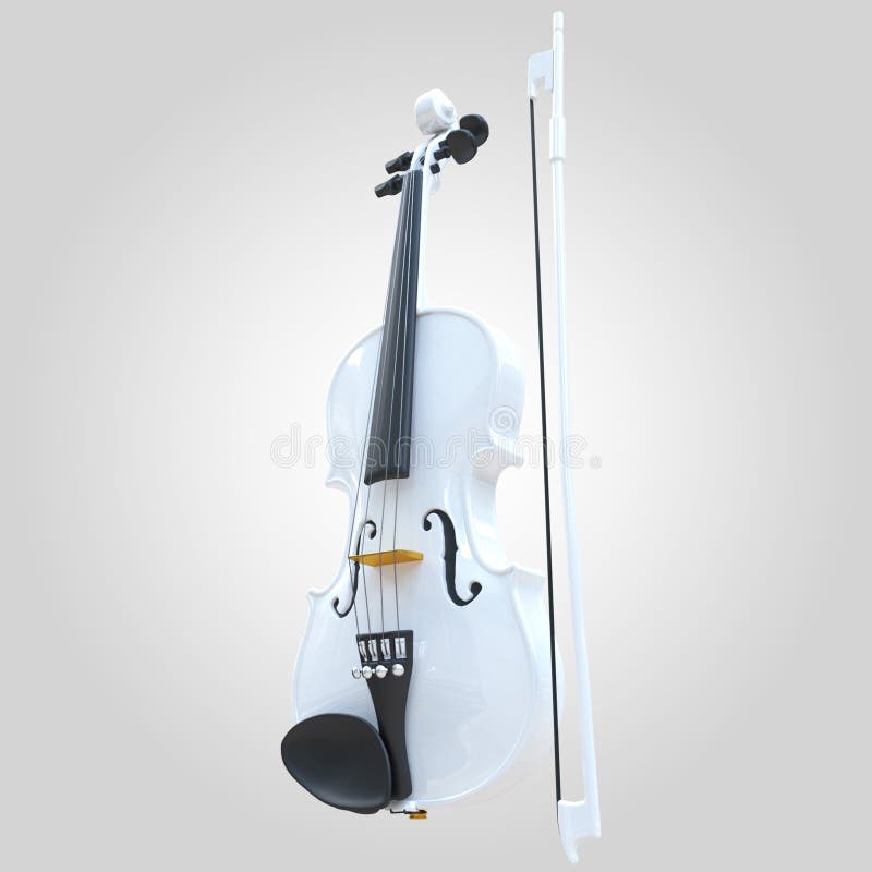White Violin White Background Musical Instrument Stock Illustration ...