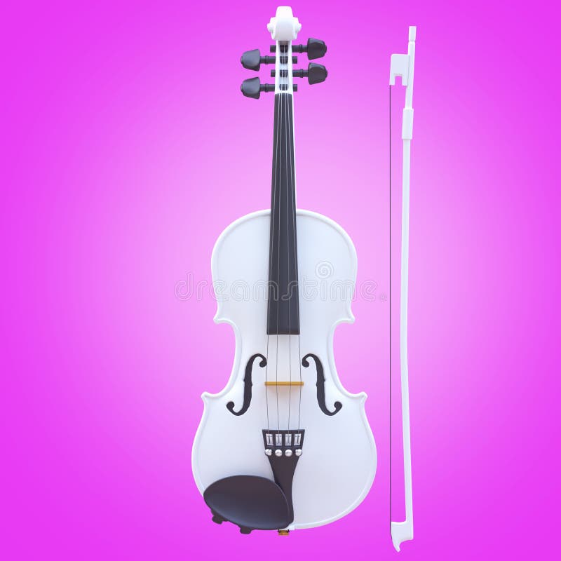 White Violin Purple Background Musical Instrument Stock Illustration ...