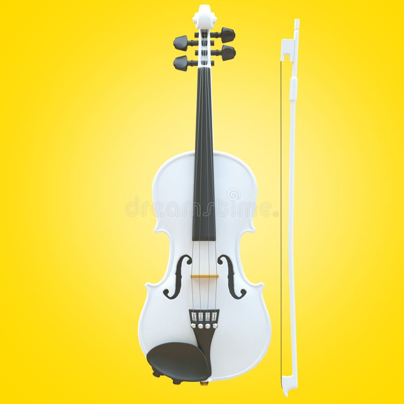 White Violin Yellow Background Musical Instrument Stock Illustration ...
