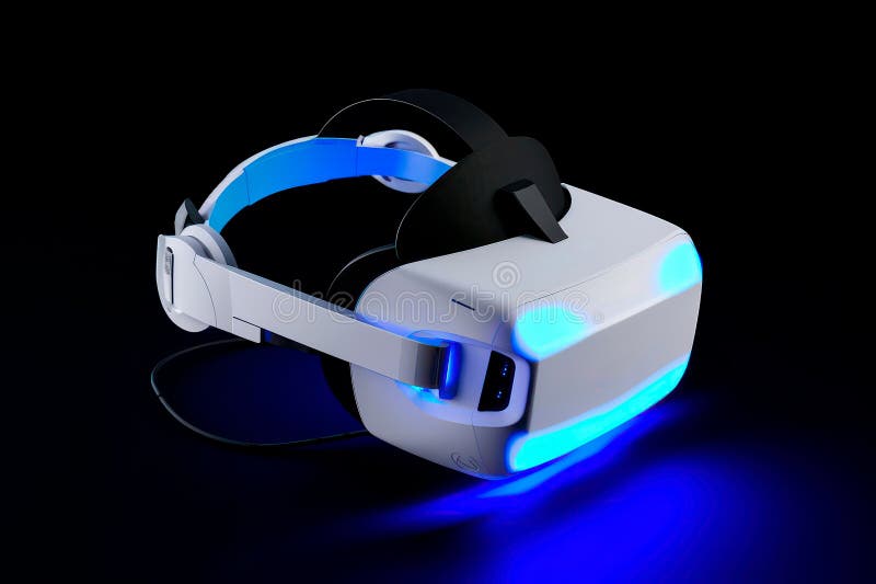 White Virtual Reality Headset on a Dark Background. VR Technology Stock ...