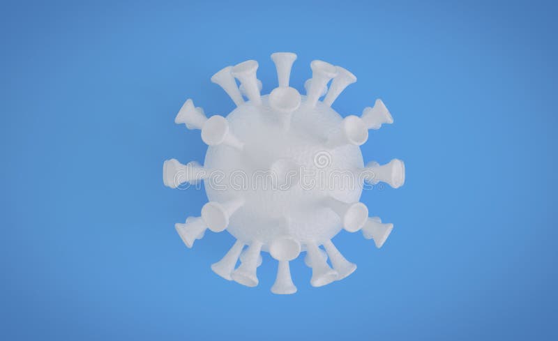 White Virus on a Blue Background - 3D Illustration Stock Illustration ...