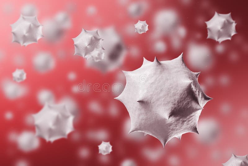 White Virus Cell Over Red Background Stock Illustration - Illustration ...