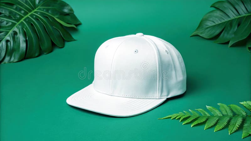 White Visored Hat Mockup on Forest Green Background Stock Illustration ...