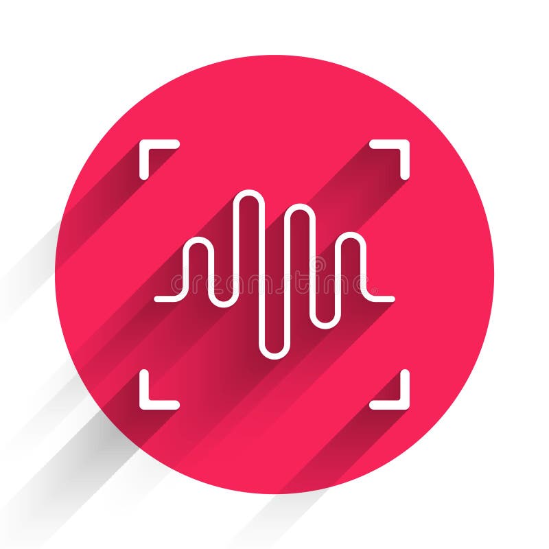 White Voice Recognition Icon Isolated with Long Shadow. Voice Biometric ...