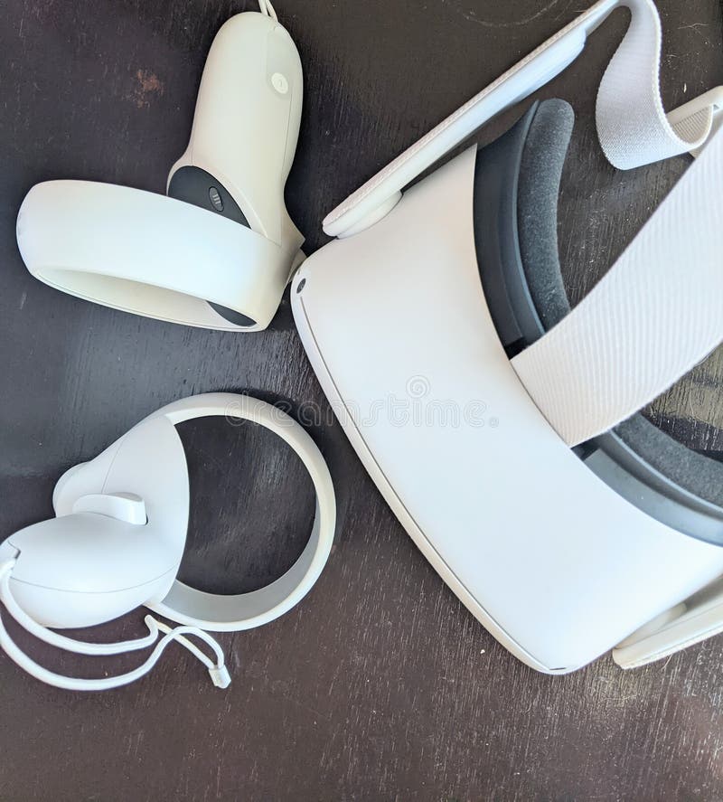White VR Controllers and Headset Stock Photo - Image of wheel, brown ...