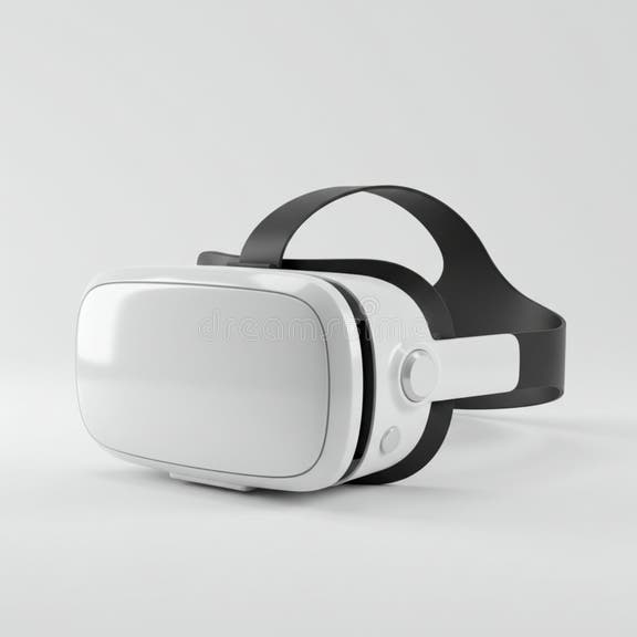 White VR Headset with an Adjustable Black Strap. the Headset Features a ...