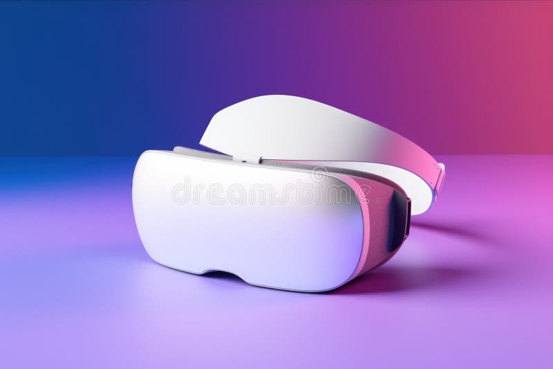 White Vr Headset on Blue and Pink Background with Copy Space, Created ...