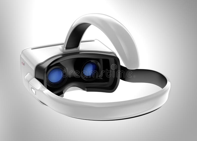 White VR Headset and Smartphone Isolated on Gray Background. Stock ...