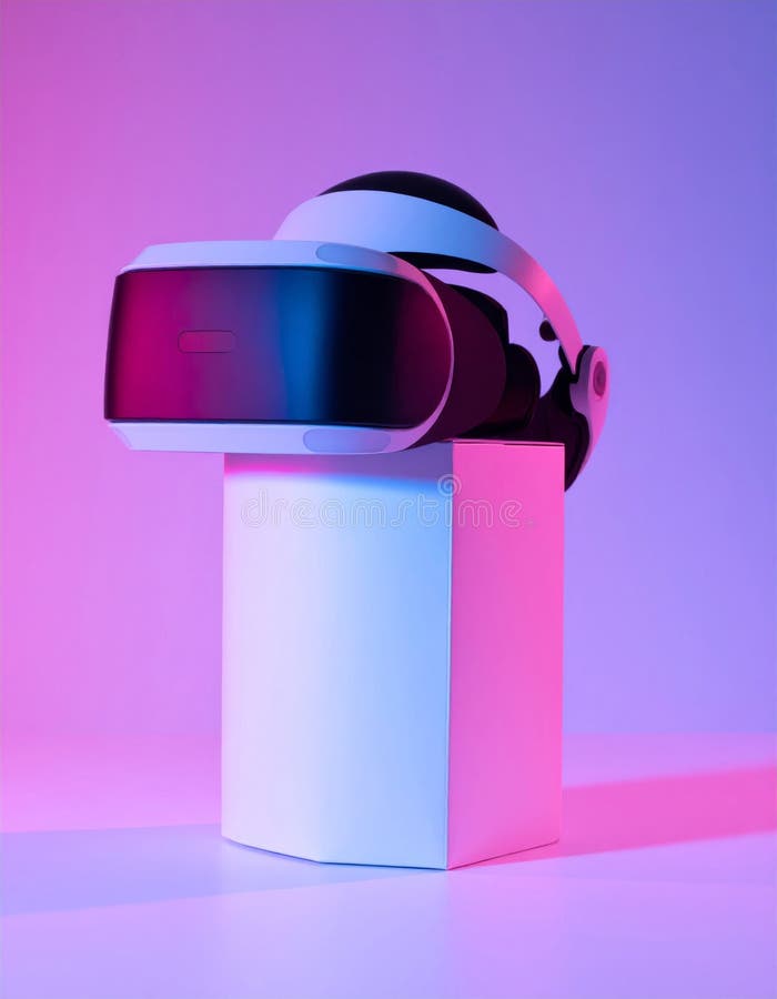 White Vr Headset on Pink and White Block Stock Illustration ...