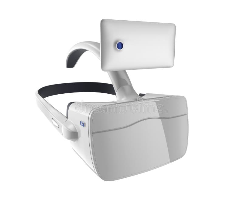 White VR Headset and Smartphone Isolated on Gray Background. Stock ...