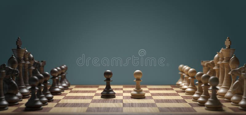 Pawn Face Off in Chess Game Stock Illustration - Illustration of game ...