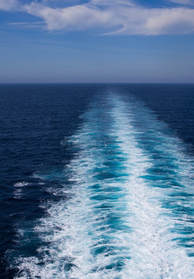 Ocean Wake from Cruise Ship Stock Photo - Image of blue, horizontal ...