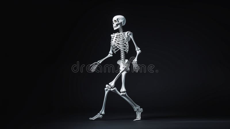 White Walking Skeleton, Dark Background Stock Illustration ...