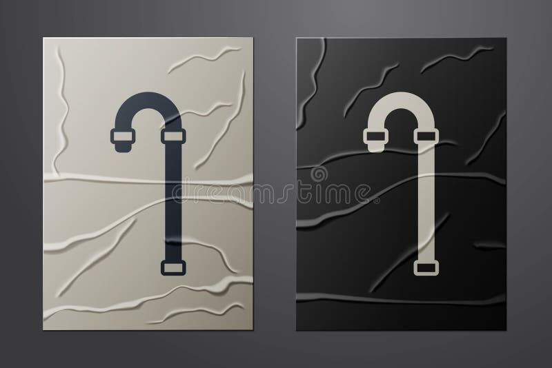 White Walking Stick Cane Icon Isolated on Crumpled Paper Background ...