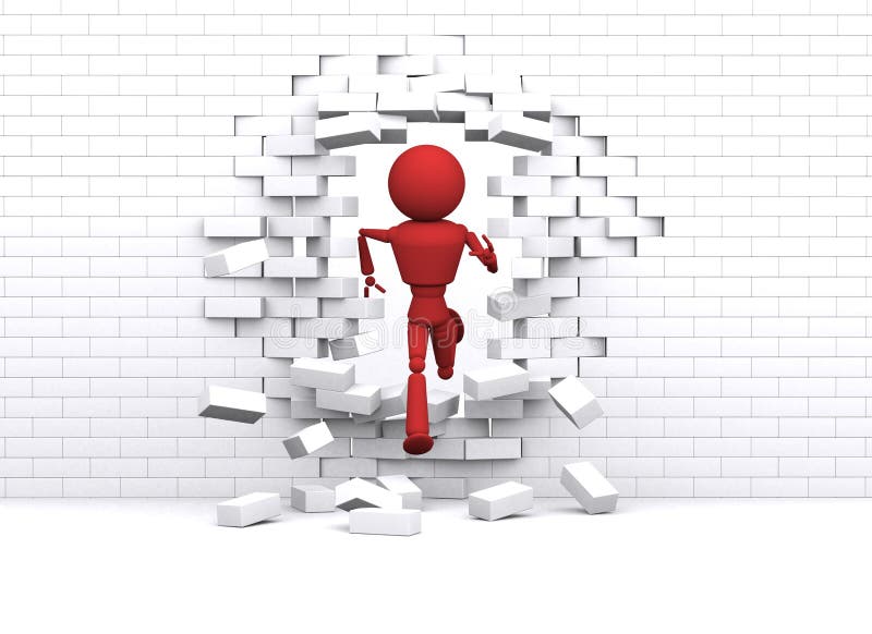 Person Break Brick Wall Stock Illustrations – 173 Person Break Brick ...