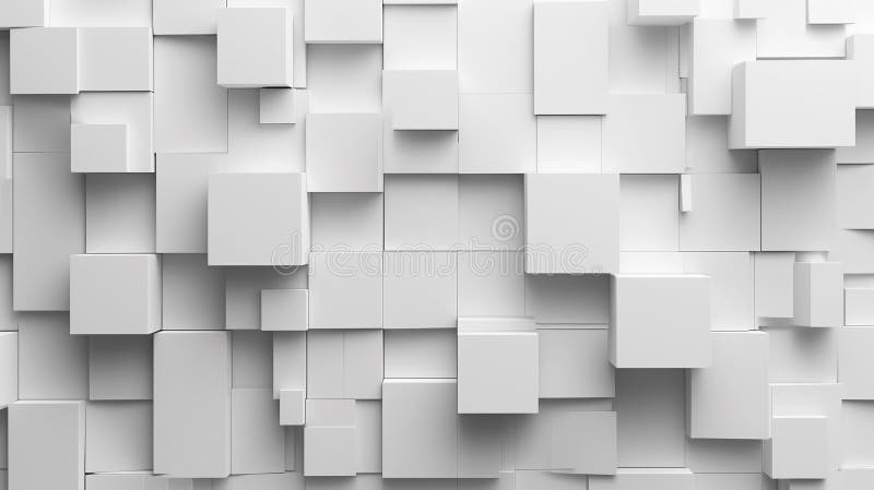 White Wall Adorned with a Multitude of Square Shapes Arranged in an ...