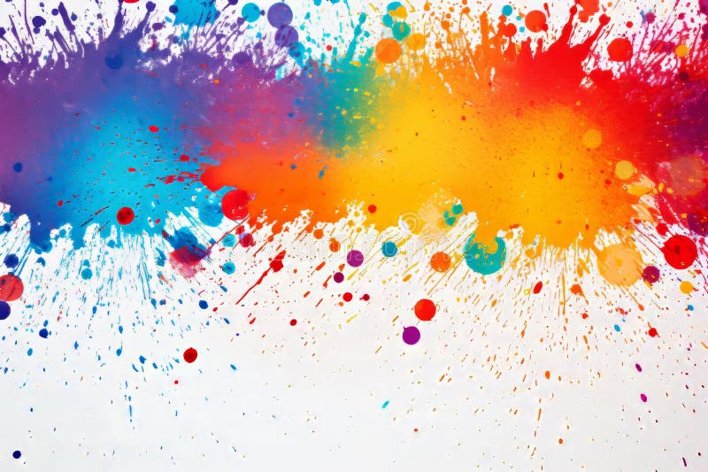 White Wall Background with Vibrant Colorful Paint Splatters for Modern ...