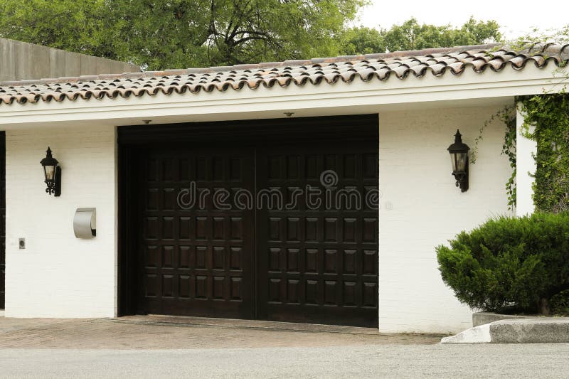 White Wall with Beautiful Black Gates. Exterior Design Stock Photo ...