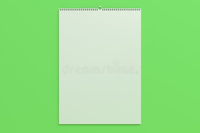 White Wall Calendar Mock-up on Green Background Stock Illustration ...