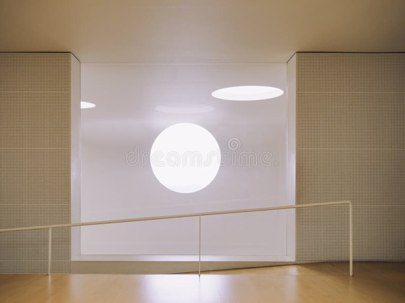 White Wall Circle Void Lighting Shade Interior Modern Building Stock ...