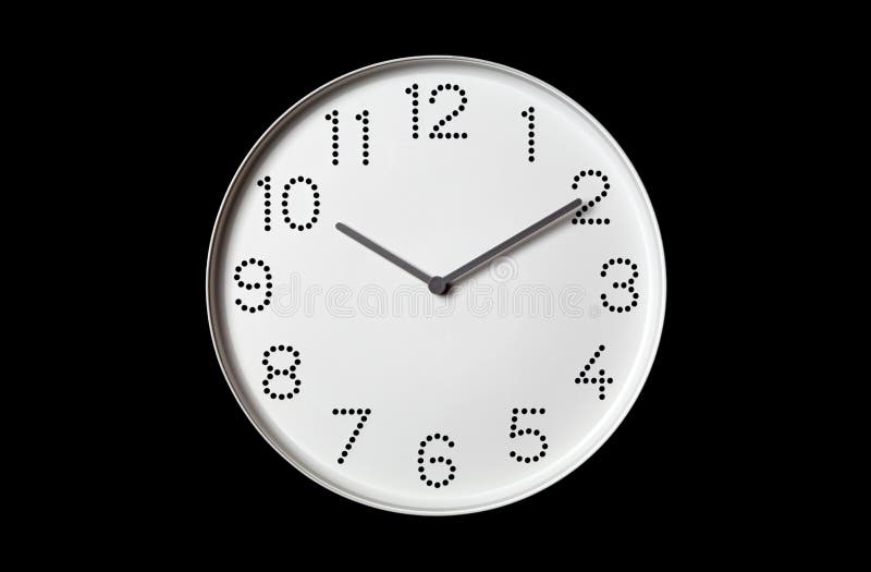 A White Wall Clock on Black Background Stock Image - Image of time ...