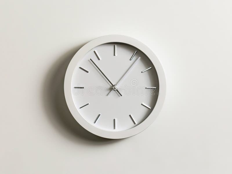 A White Wall Clock with a Black Face Stock Photo - Image of antique ...