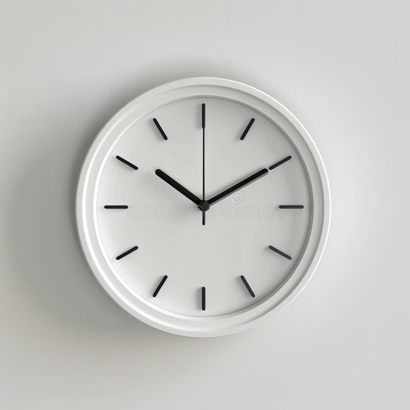 A White Wall Clock with Black Numbers on it Stock Photo - Image of ...