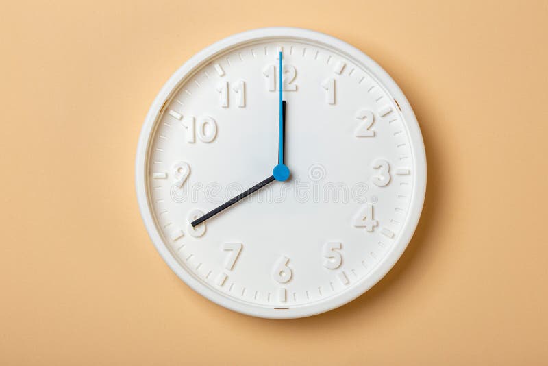 White Wall Clock with Blue Second Hand Stock Image - Image of deadline ...
