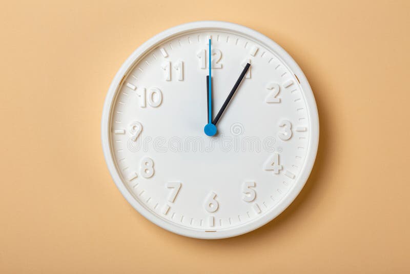 White Wall Clock with Blue Second Hand Stock Image - Image of deadline ...