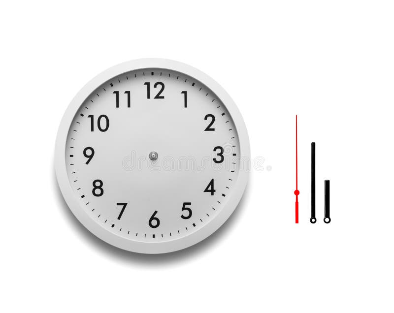 White Wall Clock Isolated on White Background. Stock Image - Image of ...