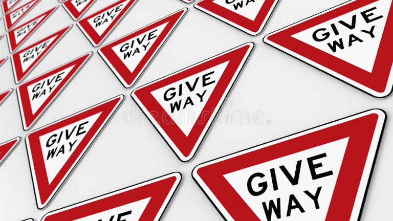 White Wall Covered in Neat Give Way Signs Array Stock Illustration ...